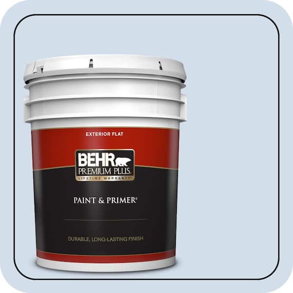 BEHR PREMIUM PLUS 5 gal. #M530-1 Ice Drop Flat Exterior Paint & Primer ...