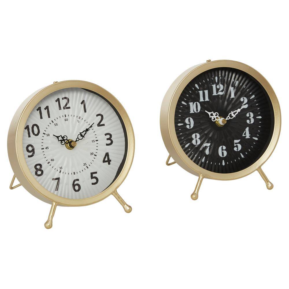Litton Lane Gold Metal Analog Clock (Set of 2) 041213 - The Home Depot