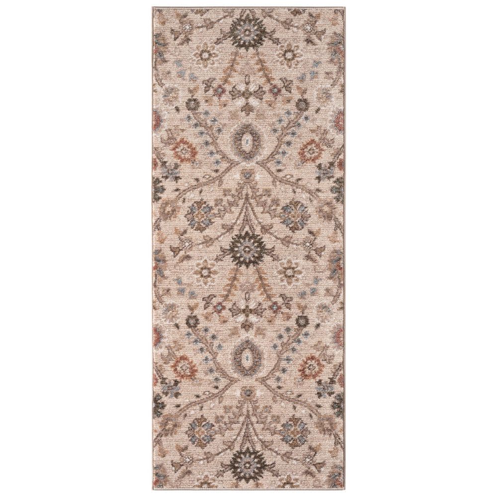 Home Decorators Collection Nepal 2 ft. x 6 ft. Ivory Floral Area Rug ...