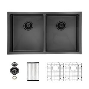 Karran SU77 16- Gauge Stainless Steel 32 in. Double Bowl Undermount ...