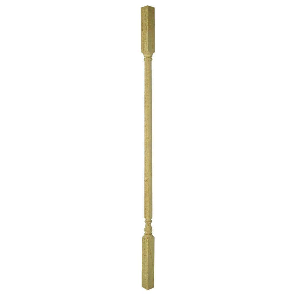 EVERMARK 39 in. x 1-1/4 in. Unfinished Red Oak Square-Top Baluster ...