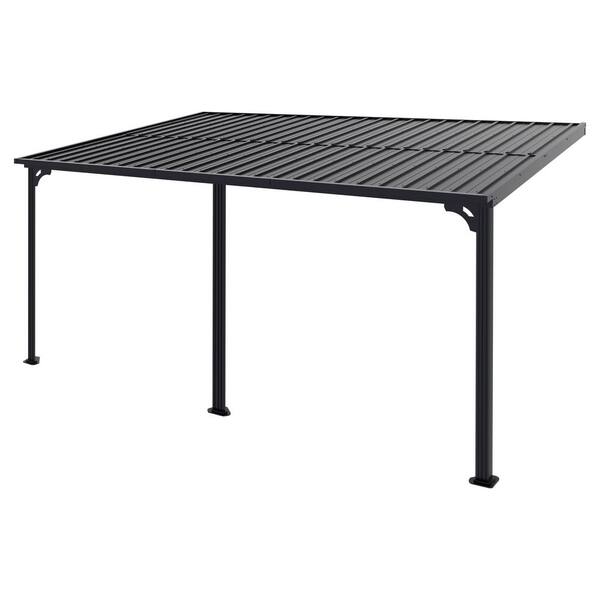 VEIKOUS 14 ft. x 10 ft. Polycarbonate Patio Covers Wall Mount Gazebo ...