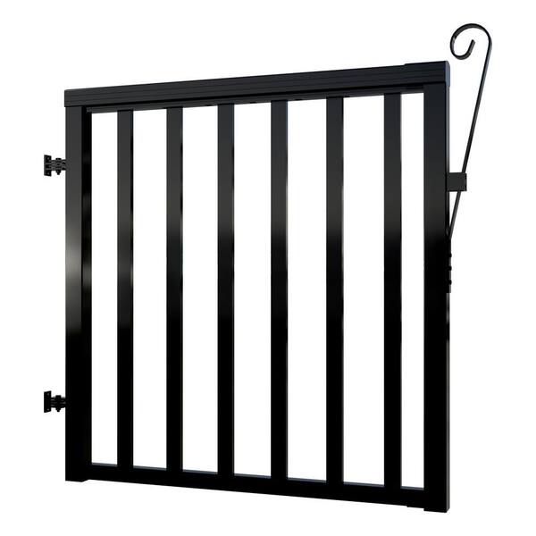 Peak Aluminum Railing 42 in. x 40 in. Black Aluminum Deck Railing Wide ...
