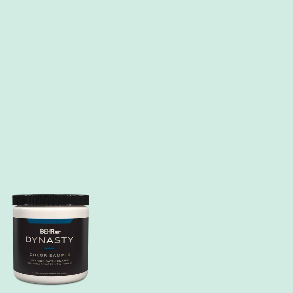BEHR DYNASTY 8 oz. #HDC-MD-19 Soft Mint Satin Enamel Stain-Blocking ...