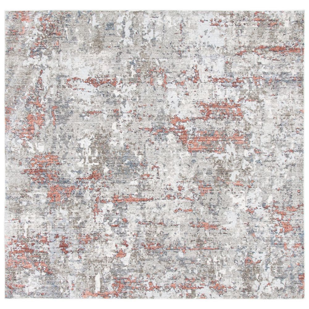 SAFAVIEH History 7 ft. x 7 ft. Light Gray/Terracotta Abstract ...
