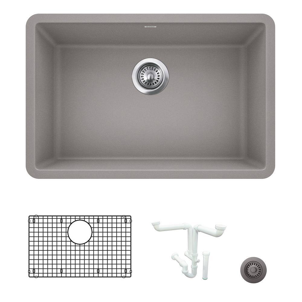Blanco Precis 26.81 in. Undermount Single Bowl Metallic Gray Granite ...