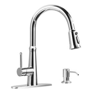 ALEASHA Single-Handle Pull Down Sprayer Kitchen Faucet in Chrome AL ...