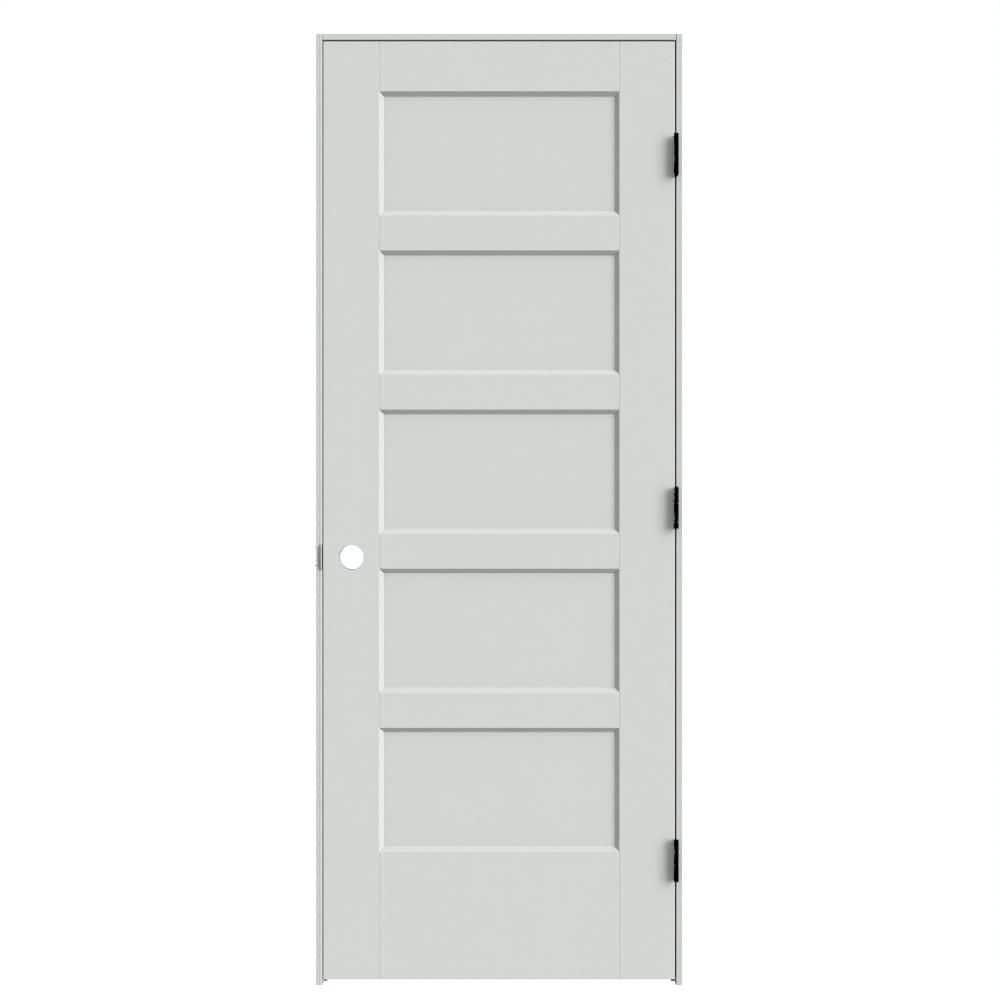 Masonite 24 in. x 80 in. 5-Panel Bayshore Left-Hand Solid Core Primed ...