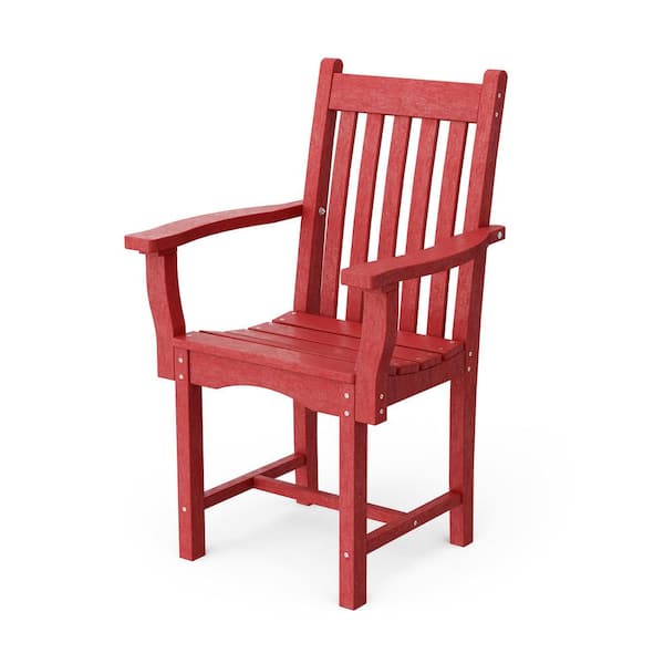 Wildridge Classic Cardinal Red HDPE Plastic Outdoor Dining Arm Chair ...