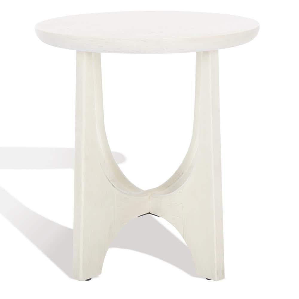 SAFAVIEH Sasha 20 in. White Wash Round Wood End Table SFV2129A - The ...