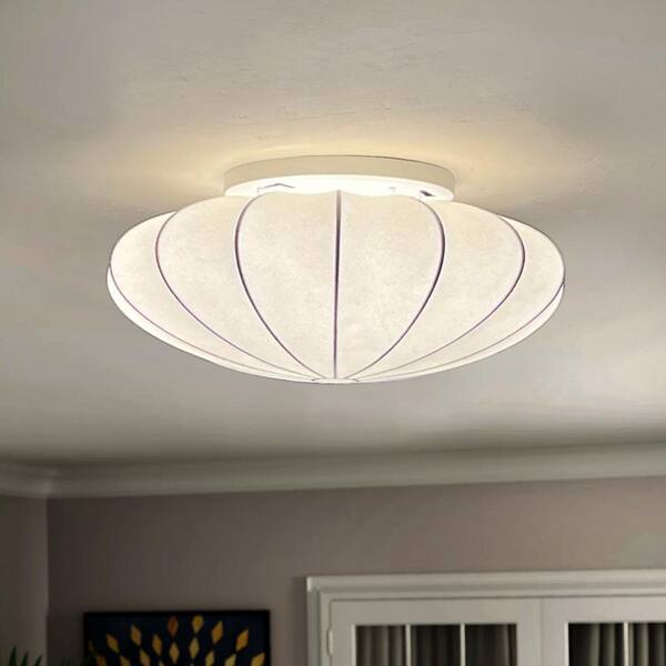 HUOKU Kateo 15 3/4" W 1-Light White Oval Umbrella Shell Semi-Flush ...
