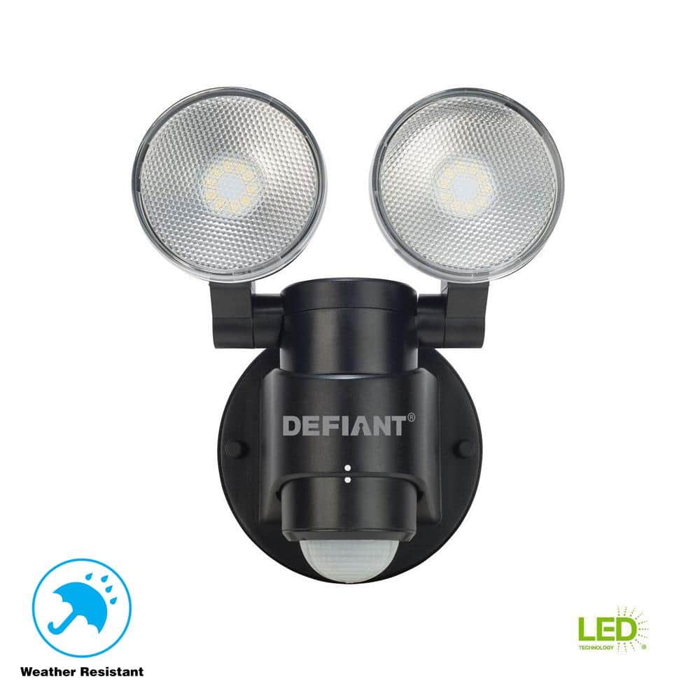 Defiant 180 Degree Motion Sensor Black Two Head Outdoor Flood Light DFI ...