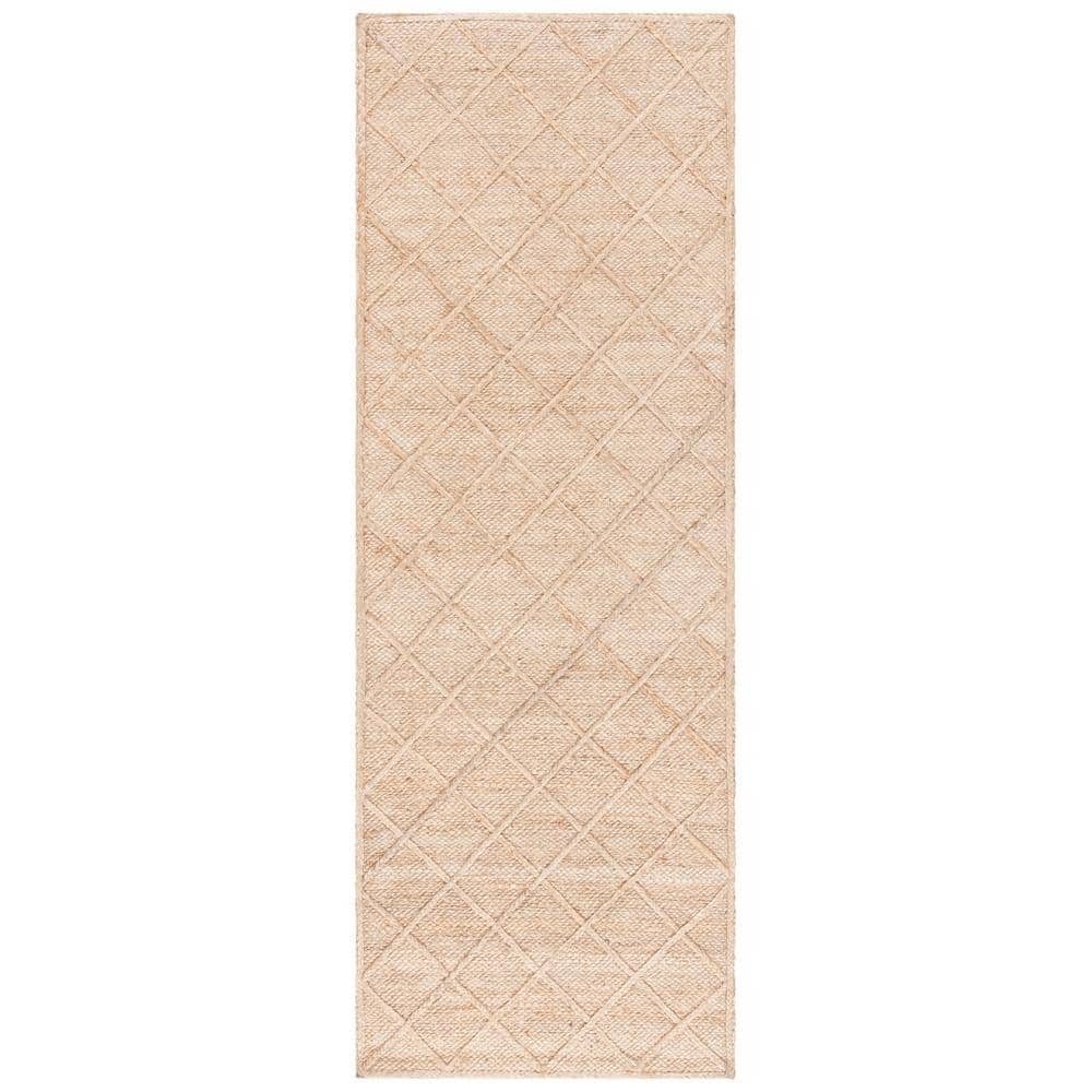 SAFAVIEH Natural Fiber Beige 2 ft. x 7 ft. Solid Color Diamonds Runner ...