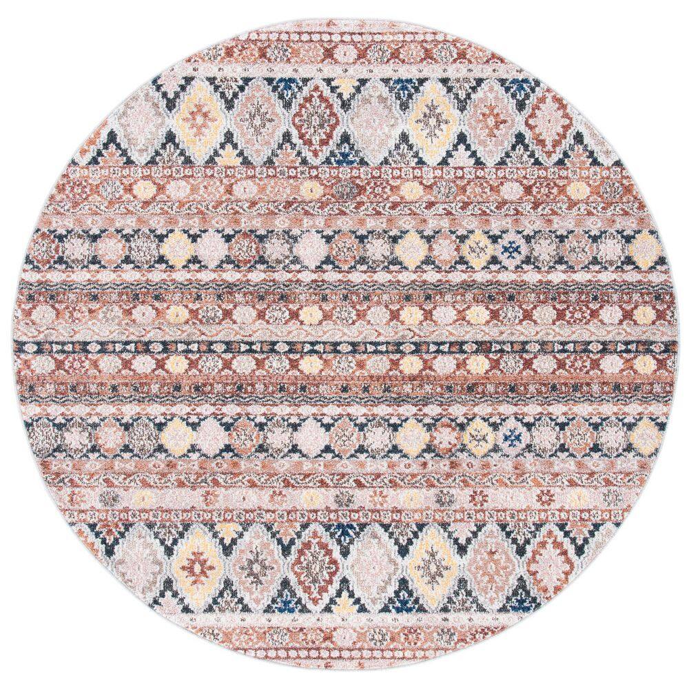 SAFAVIEH Crystal 7 ft. x 7 ft. Rust/Ivory Diamond Striped Round Area ...