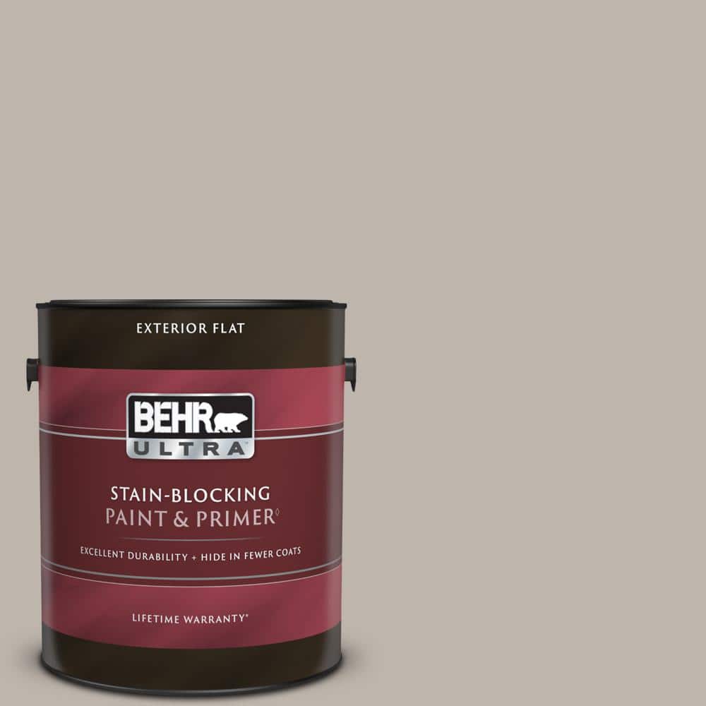 BEHR ULTRA 1 gal. #PPU18-12 Graceful Gray Flat Exterior Paint & Primer ...
