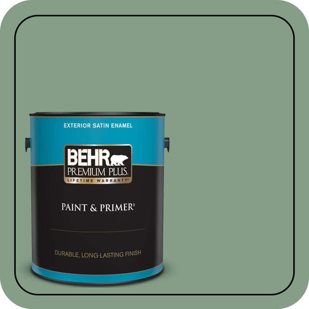 BEHR PREMIUM PLUS 1 gal. #S410-5 Track Green Satin Enamel Exterior ...