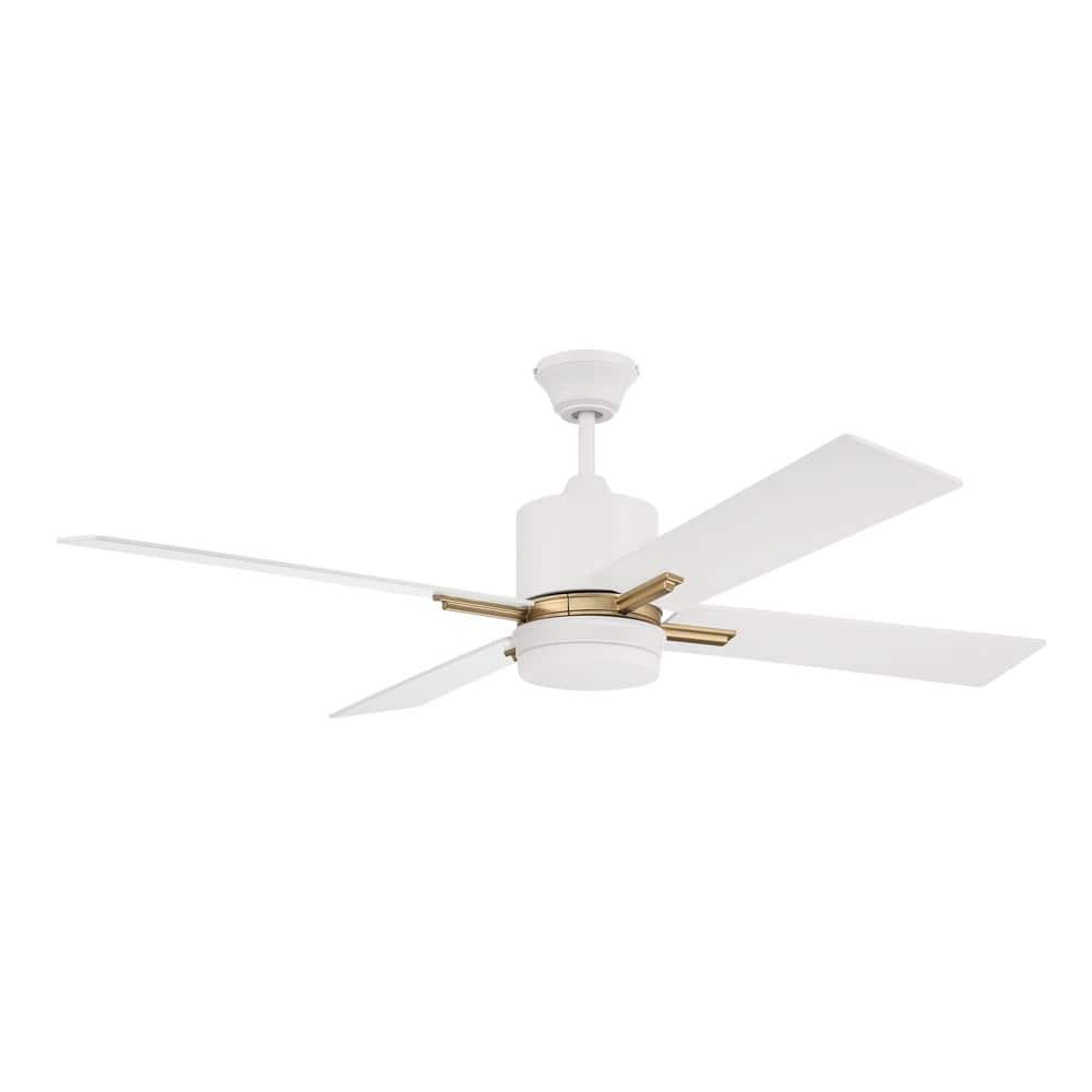 CRAFTMADE Teana 52 in. Indoor Tri-Mount White/Satin Brass Ceiling Fan ...