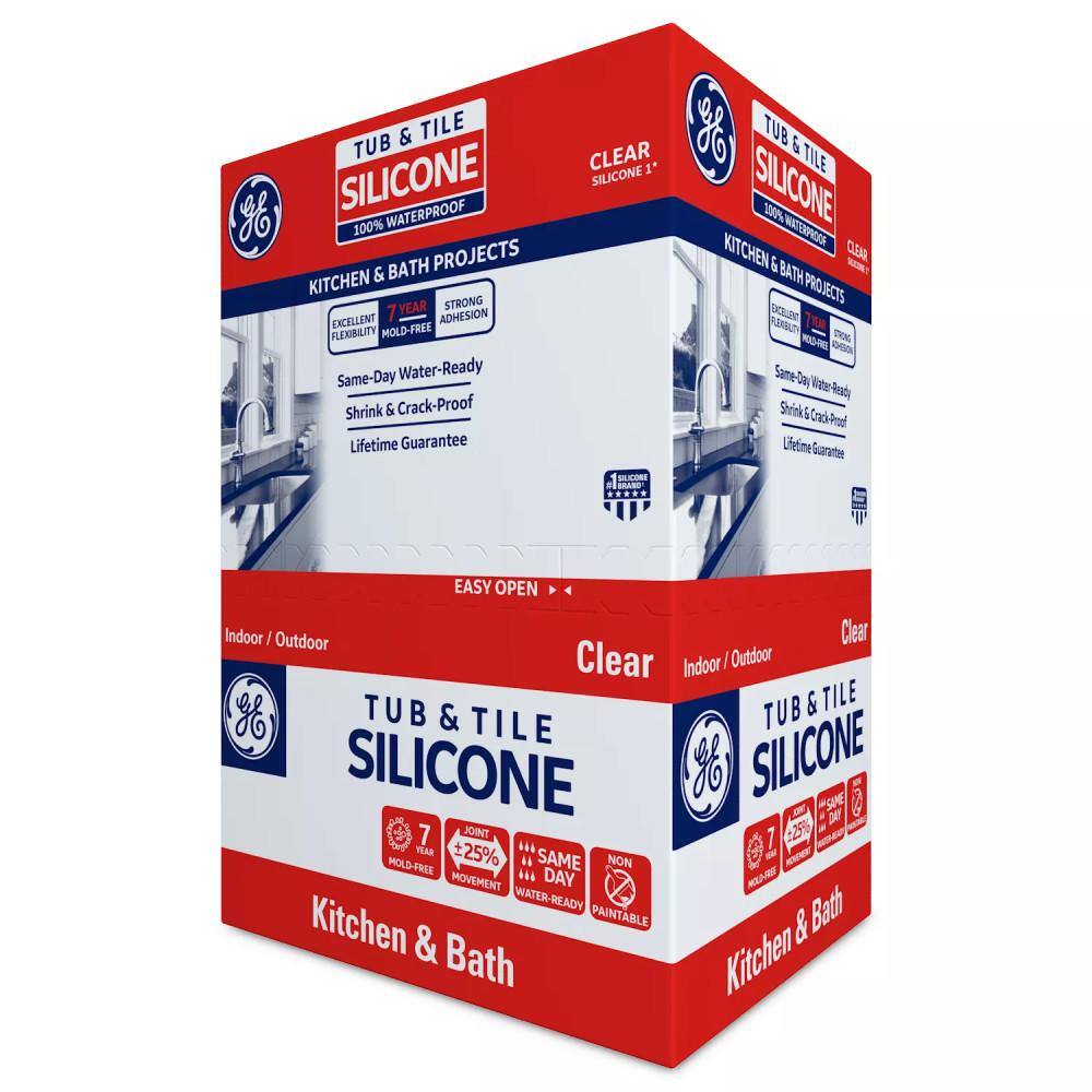 GE 10.1 oz. Tub and Tile Silicone 1-Caulk Kitchen and Bath Sealant ...