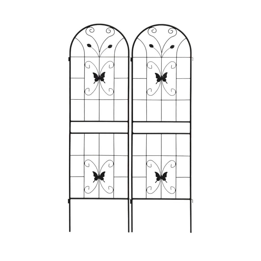 Oyezvary 71 in. Black Metal Garden Trellis Panel with Rustproof Coating ...