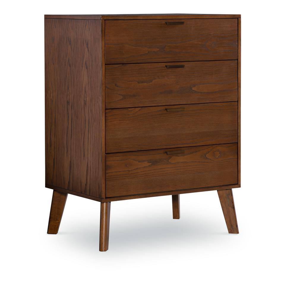 Linon Home Decor William Brown Ash Veneer 4 Drawer Chest With Bronze ...