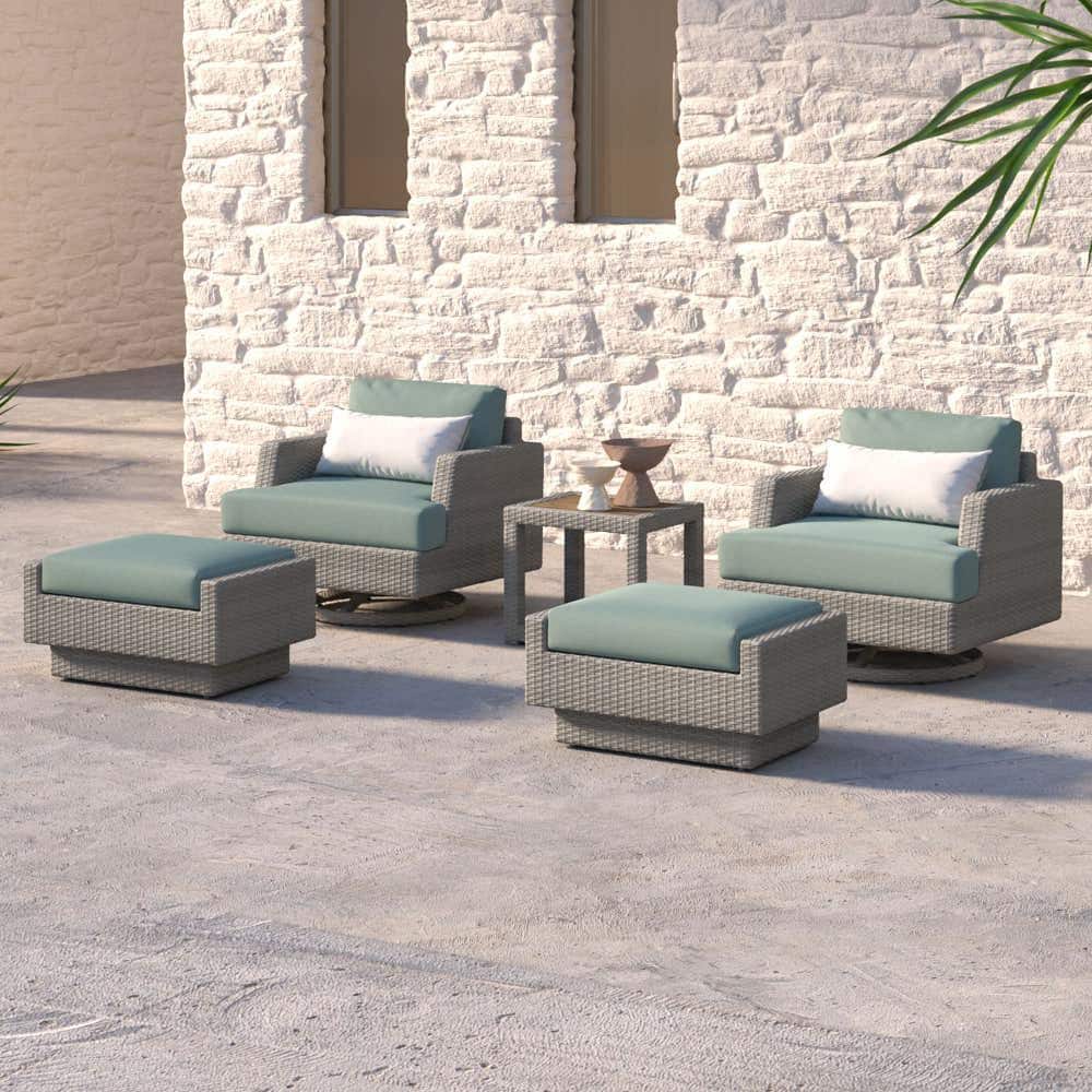 RST BRANDS Portofino Comfort Gray 5-Piece Aluminum Patio Conversation ...