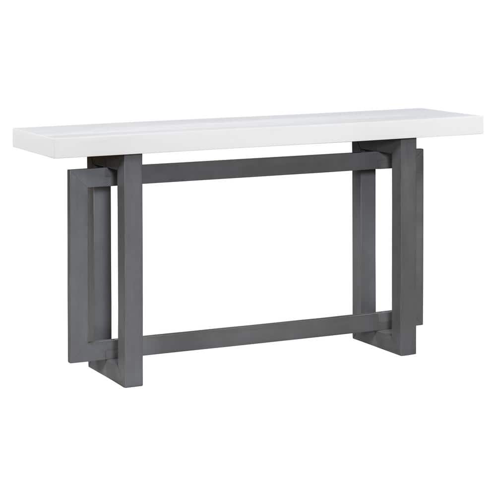 Polibi 59.10 in. Contemporary Dark Gray/White Rectangle Wood Console ...