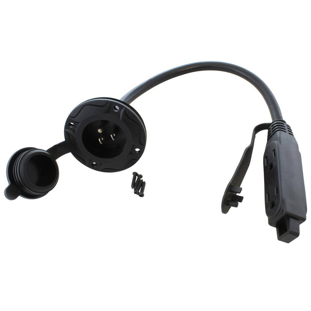 AC WORKS 1.5 ft. 12/3 15 Amp 125-Volt NEMA 5-15P Flanged Power Input ...