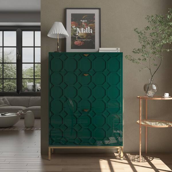 46.5 in.H x 31.5 in.W Green Shoe Storage Cabinet with Drawers and ...