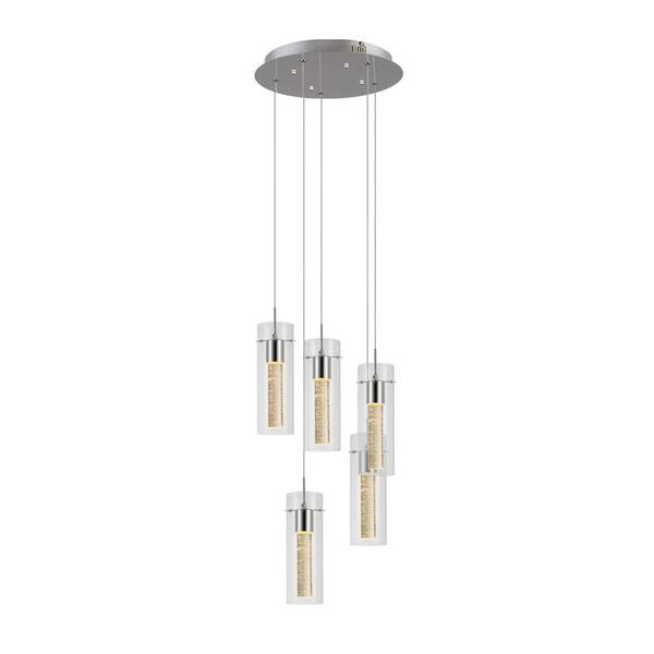 Cedar Hill 5-Light Glass LED White Cluster Cylinder Pendant 412205