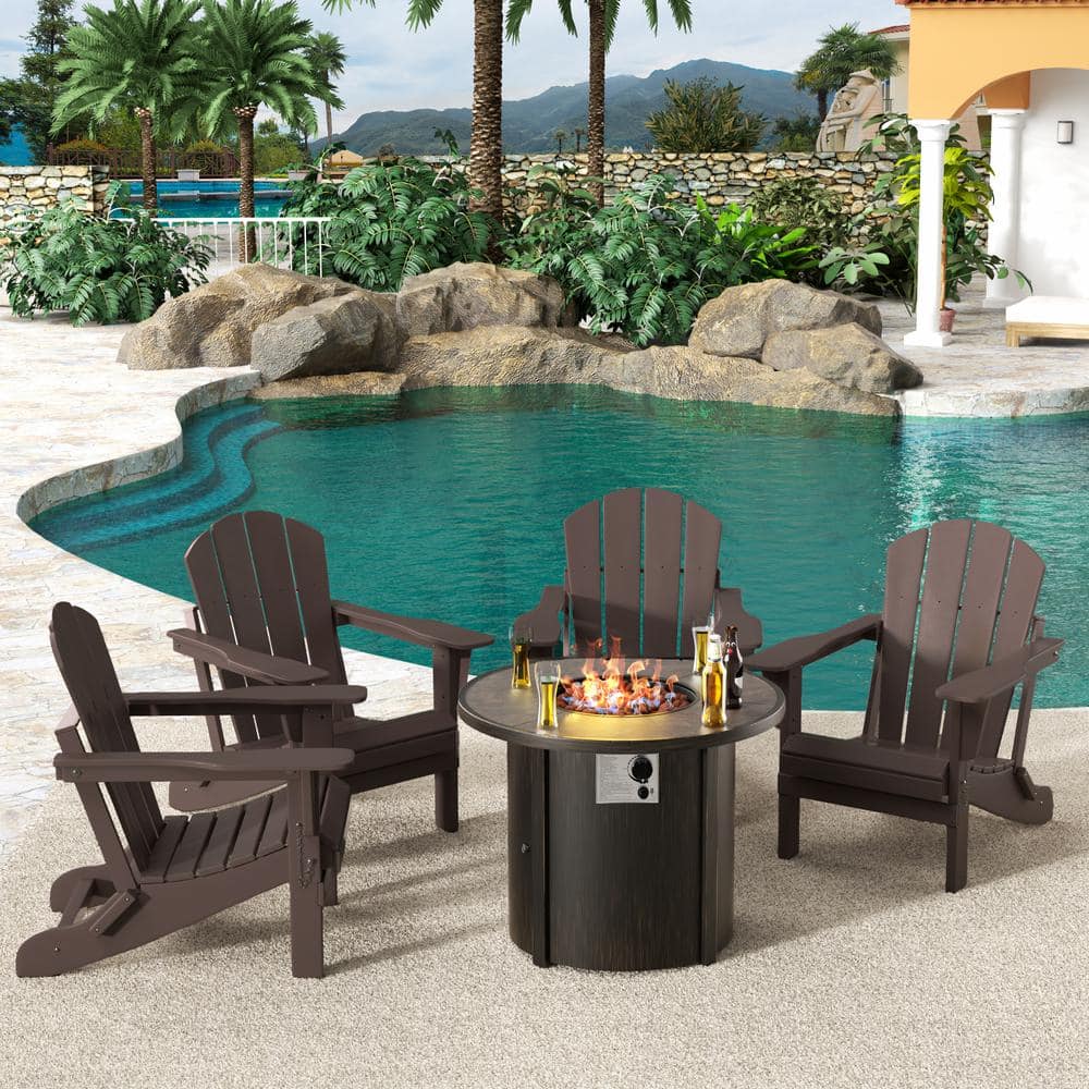 WESTIN OUTDOOR Springville Dark Brown 5-Piece HDPE Plastic Folding ...