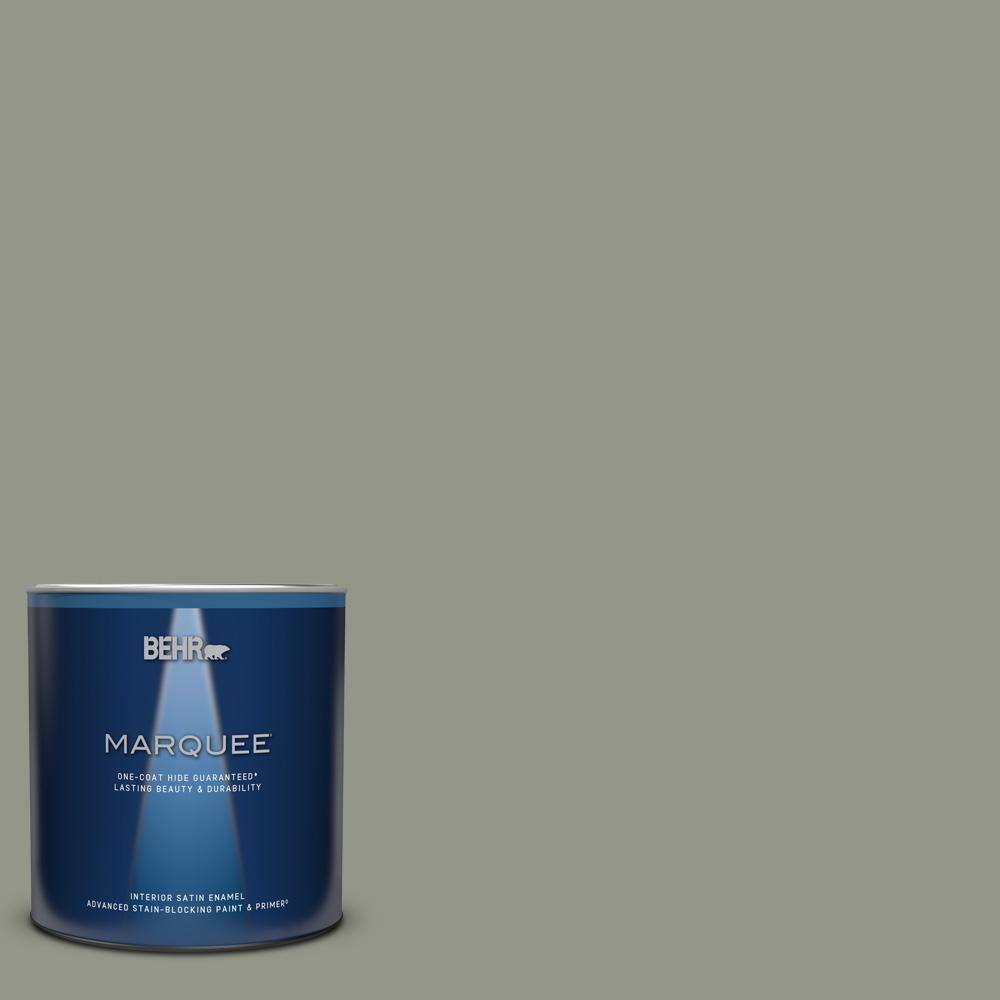 BEHR MARQUEE 1 qt. #ECC-36-1 Shady Willow Satin Enamel Interior Paint ...