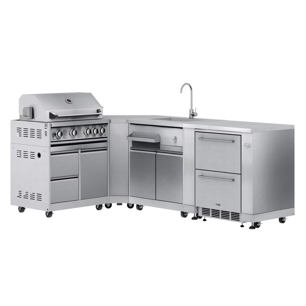 KoolMore Kitchen with 30 in. Liquid Propane BBQ 5-Burner Grill and ...