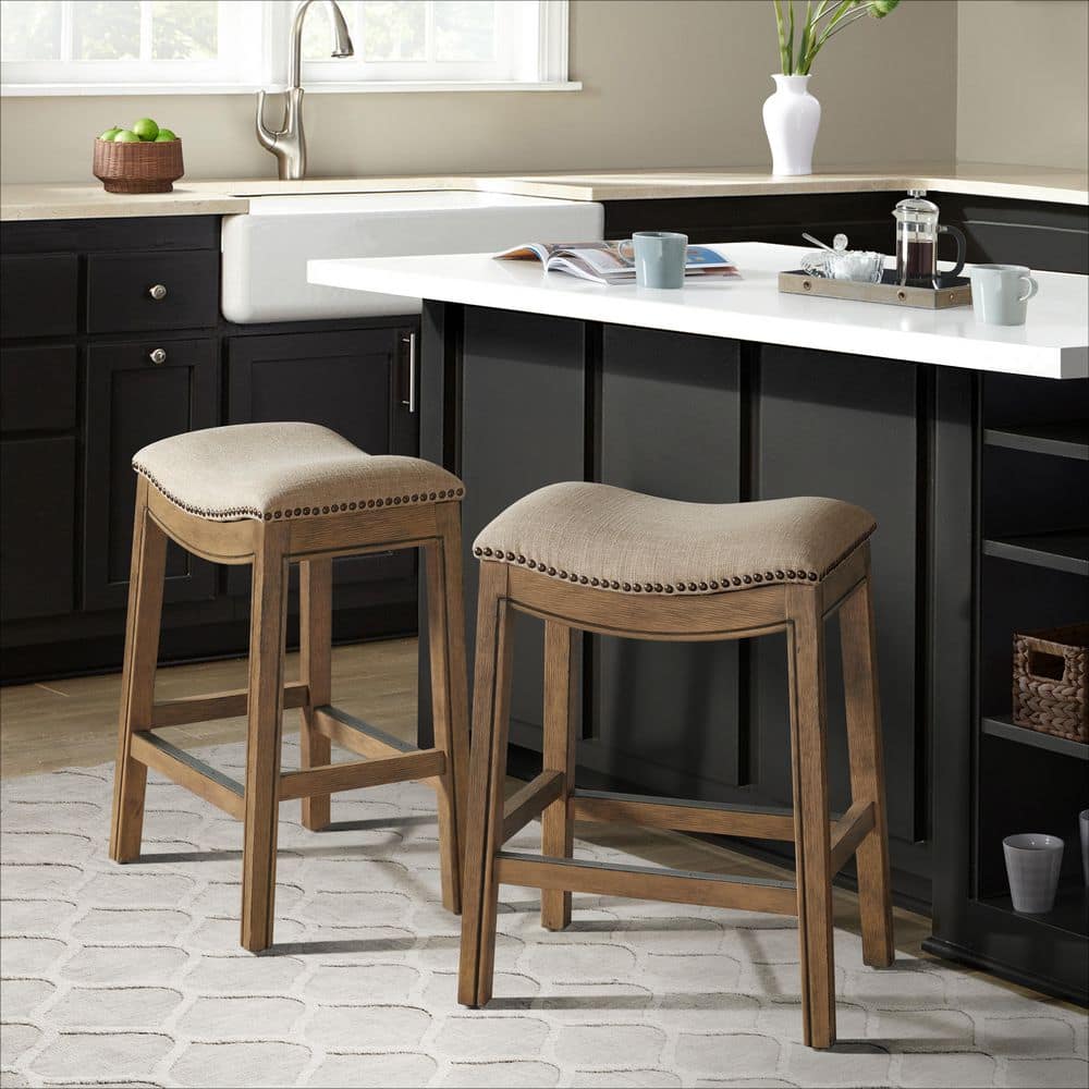 Alaterre Furniture Williston Set of 2-Upholstered Counter Height Stools ...