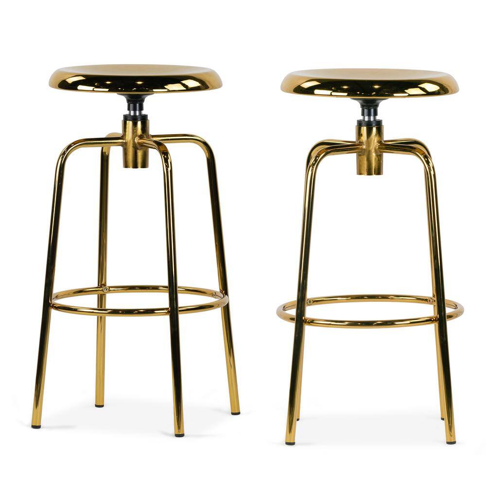 Glamour Home Ayala 26 in. Gold Chrome Metal Counter Stool Set of 2 ...