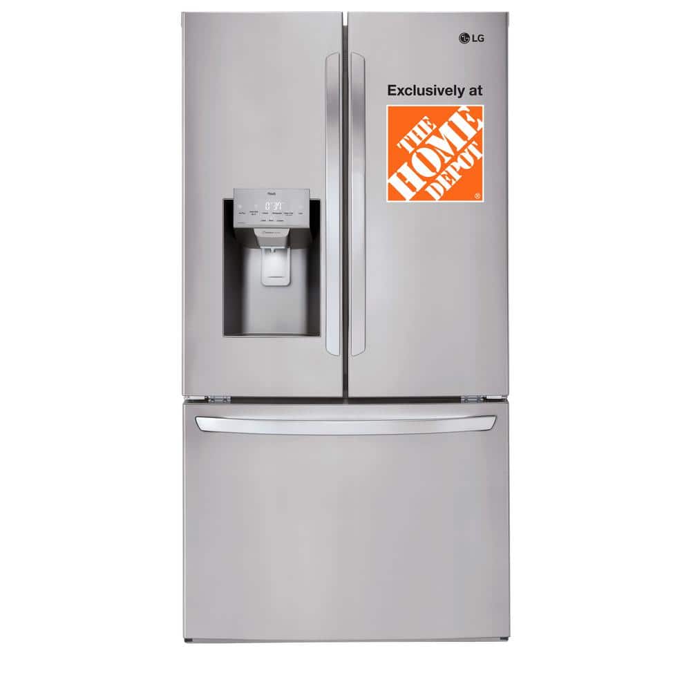 LG 28 cu. ft. 3 Door French Door Refrigerator with Ice and Water ...