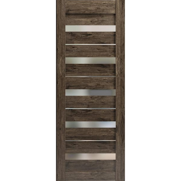 Sartodoors 24 in. x 26 in. Solid MDF Frosted glass Cognac Oak Interior ...