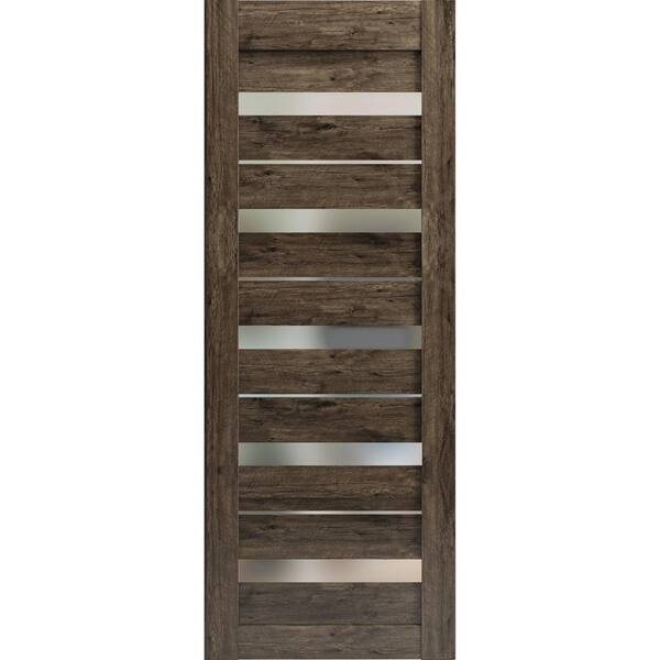 Sartodoors 30 in. x 32 in. Solid MDF Frosted glass Cognac Oak Interior ...