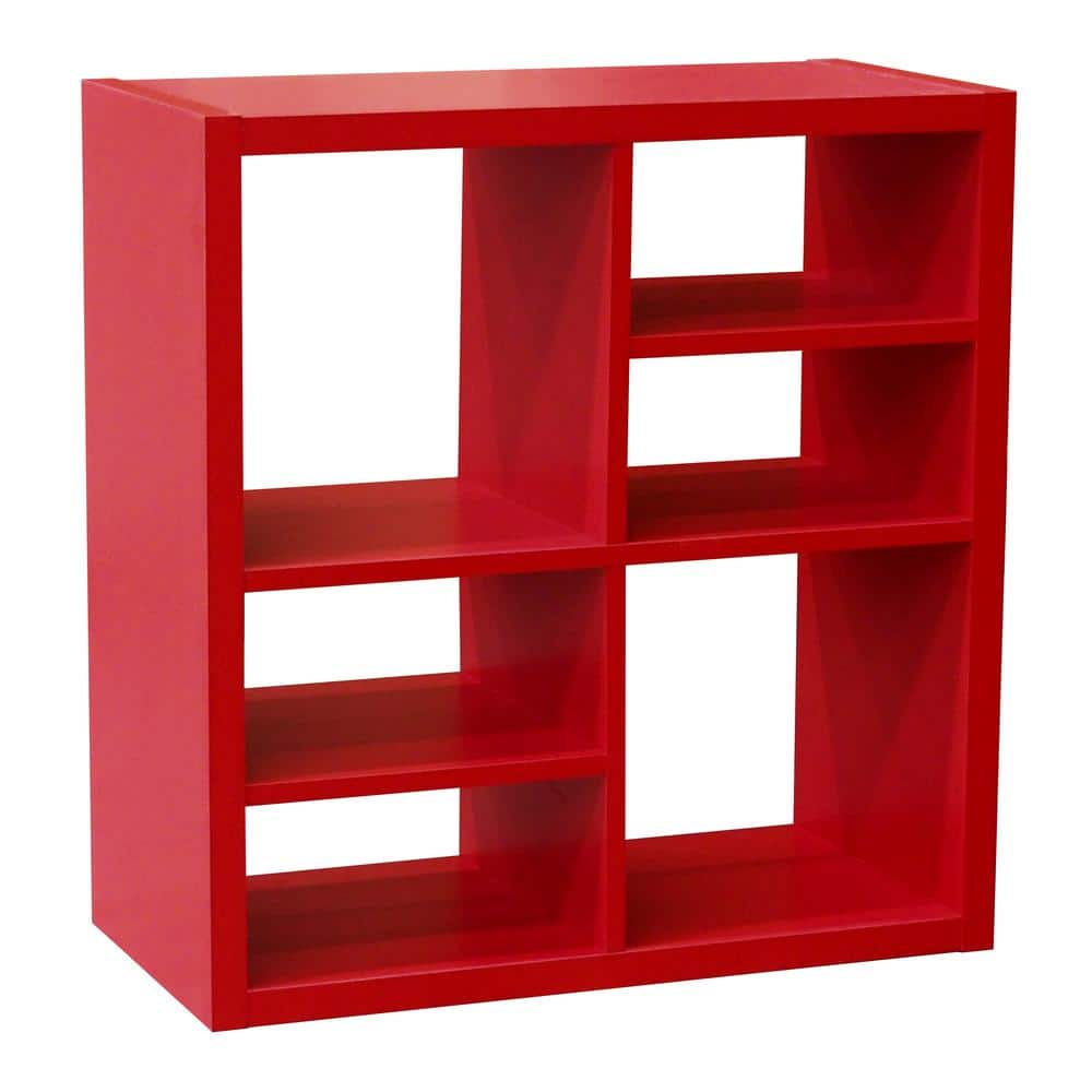 Signature Home SignatureHome Height 30 in. Tall Red Finish Wood 6-cube ...