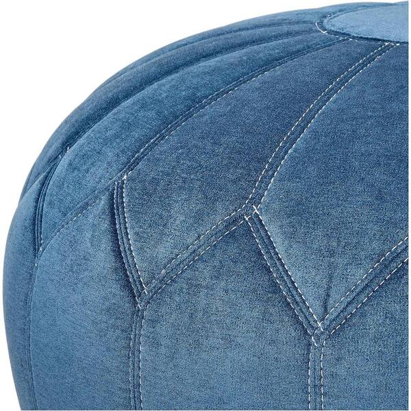 Madison Park Taylor Blue Fabric Round Pouf Ottoman FPF18 0090