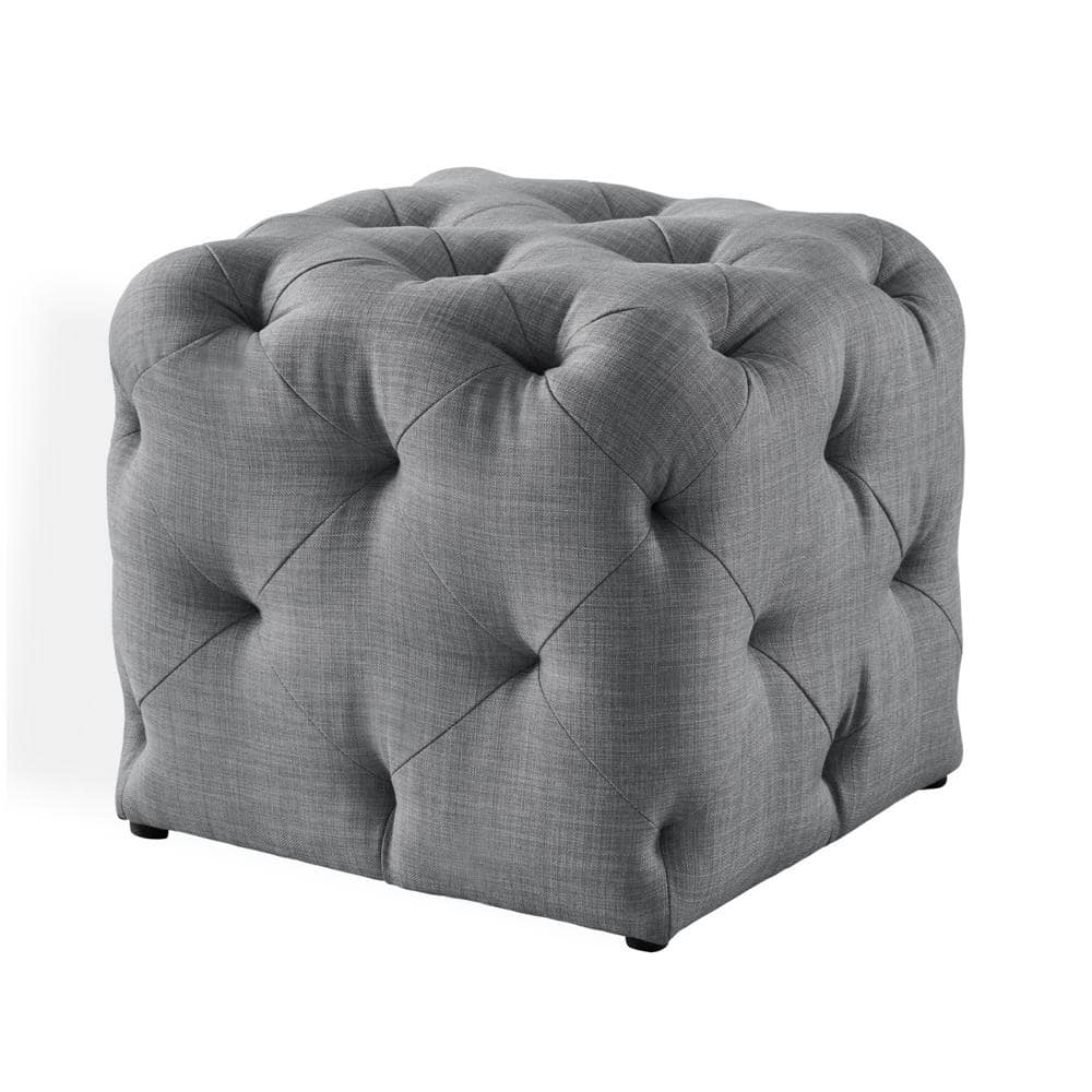 Inspired Home Genevieve Light Grey Cube Tufted Upholstered Linen ...