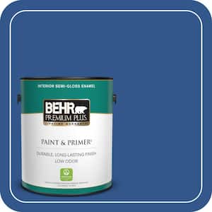 BEHR PREMIUM PLUS 8 oz. #PPU15-03 Dark Cobalt Blue Satin Enamel ...