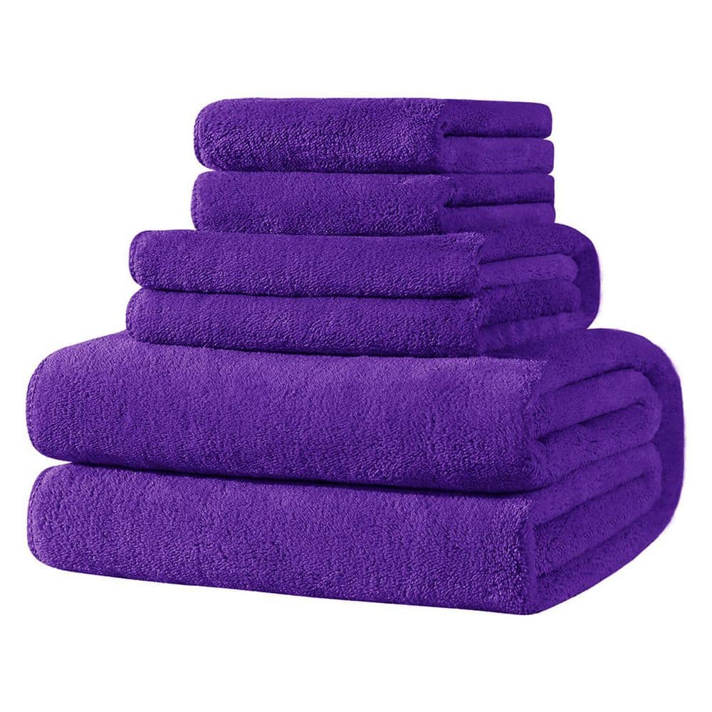 JML 6-Piece Purple Microfiber Towel Set Microfiberset-5 - The Home Depot