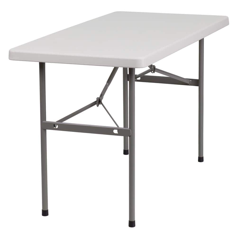 48 in. Plastic Tabletop Metal Frame Folding Table White