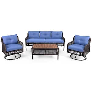 StyleWell Parker Mill Black 4-Piece Metal Patio Seating Set with Porter ...