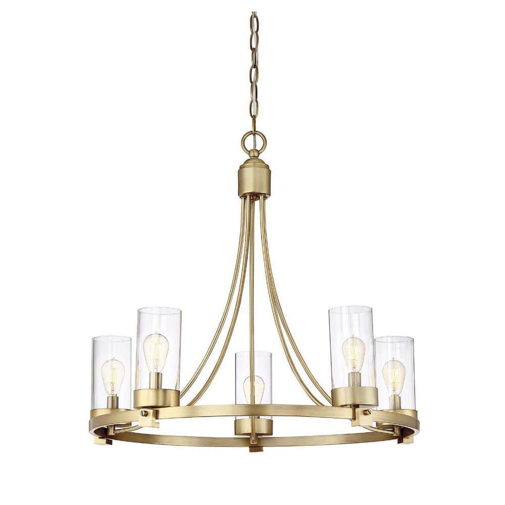 TUXEDO PARK LIGHTING 26 in. W x 23 in. H 5-Light Natural Brass ...