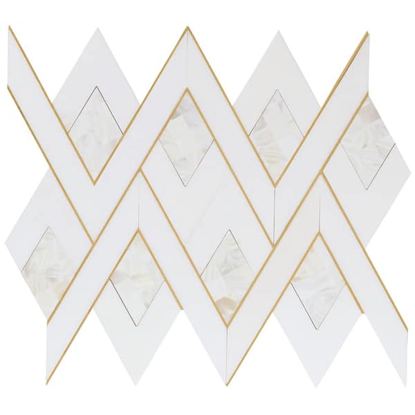 Ivy Hill Tile Kappa Pearl White 3 in. x 0.39 in. Polished Marble and ...