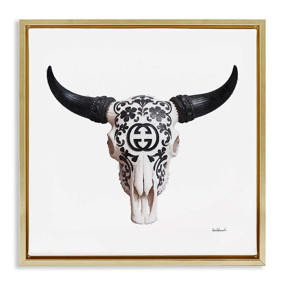 Stupell Industries Western Fashion Skull by Amanda Greenwood Gold ...