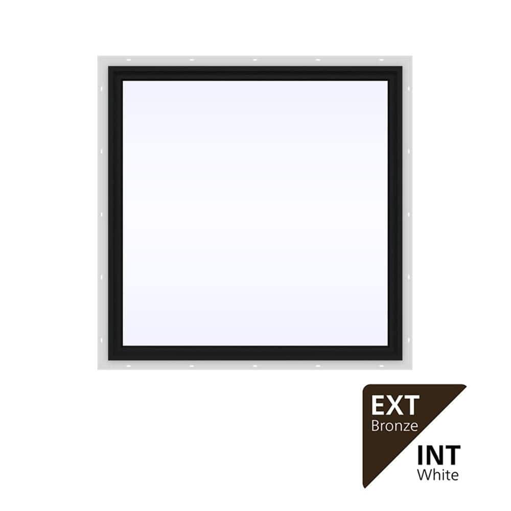 JELD-WEN 48 in. x 48 in. V-4500 Series Bronze Exterior/White Interior ...