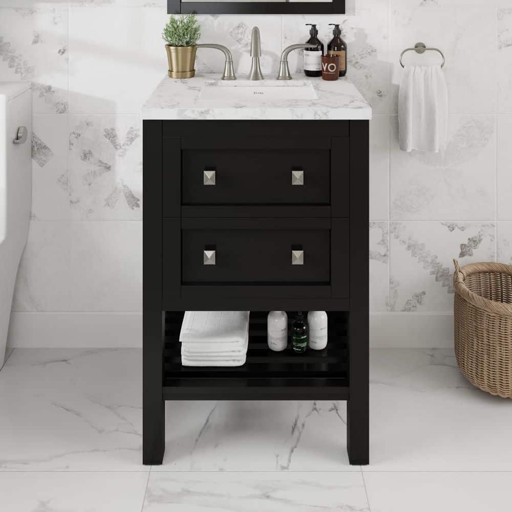 Eviva Natalie 24 in. Single Sink Espresso Bath Vanity with White ...