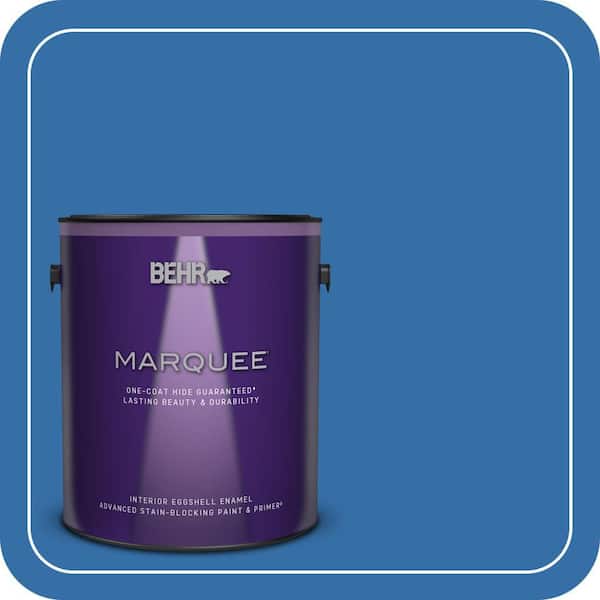 BEHR MARQUEE 1 gal. #P520-6 Mega Blue One-Coat Hide Eggshell Enamel ...